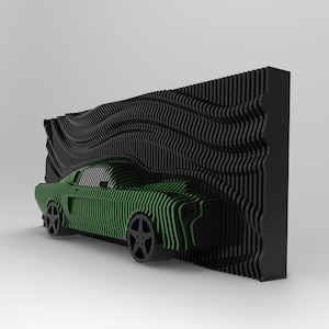 Parametric Car Model Wall Art - Wavy Wooden Laser Cut Home Decor ...