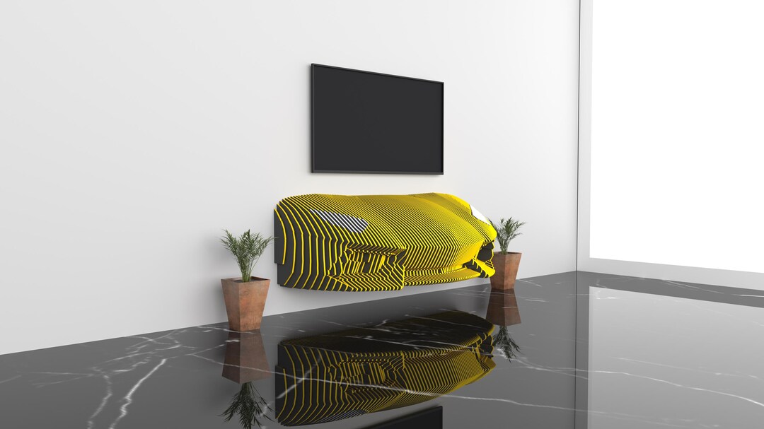 Parametric TV Unit - Wavy Wooden Laser Cut Console for Modern Home ...