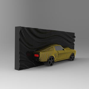 Parametric Car Model Wall Art - Wavy Wooden Laser Cut Home Decor ...