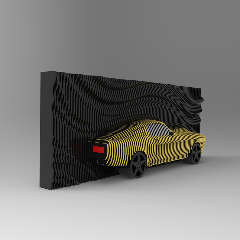 Parametric Car Model Wall Art - Wavy Wooden Laser Cut Home Decor ...