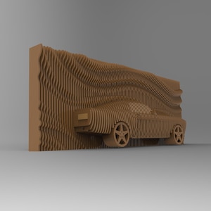Parametric Car Model Wall Art - Wavy Wooden Laser Cut Home Decor ...
