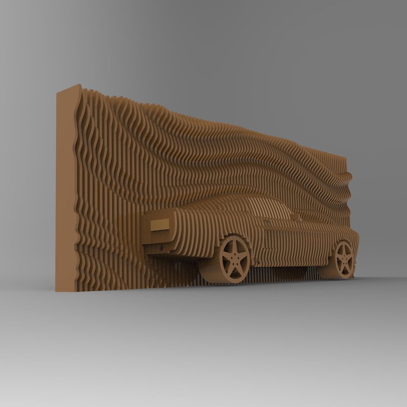 Parametric Car Model Wall Art - Wavy Wooden Laser Cut Home Decor ...