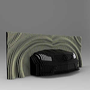 Parametric Wall Art - Wavy Wooden Laser Cut Decor - 3D Wall Decor ...