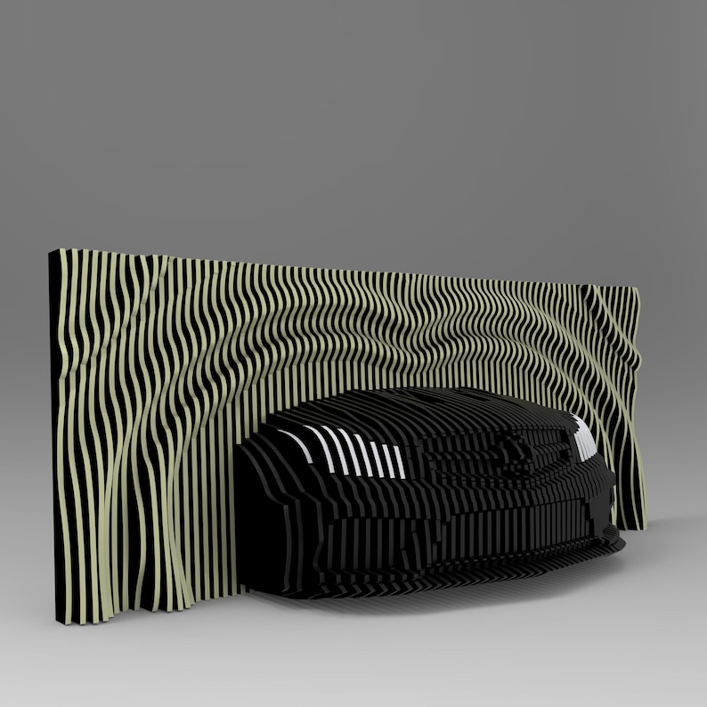 Parametric Wall Art - Wavy Wooden Laser Cut Decor - 3D Wall Decor ...