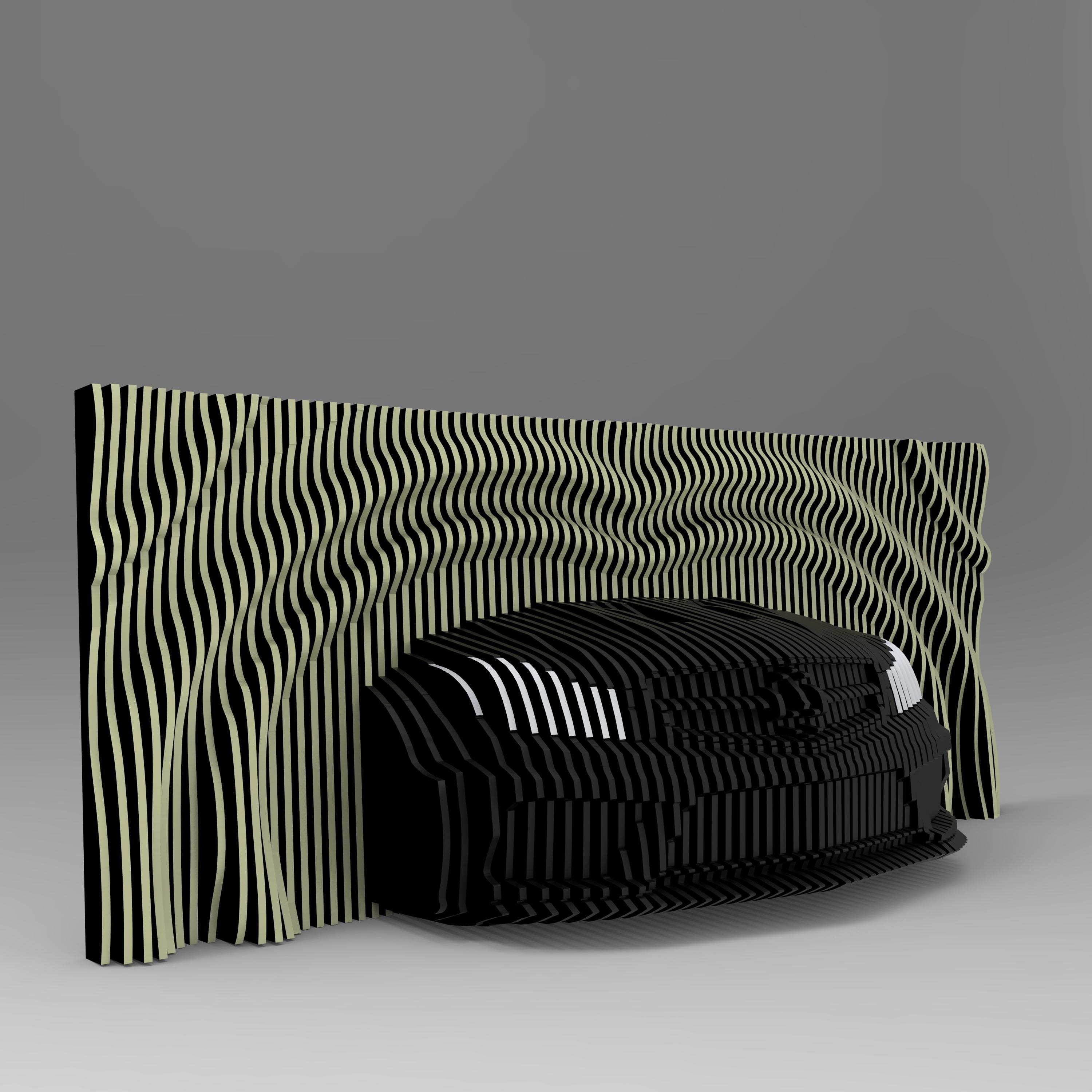 Parametric Wall Art - Wavy Wooden Laser Cut Decor - 3D Wall Decor ...