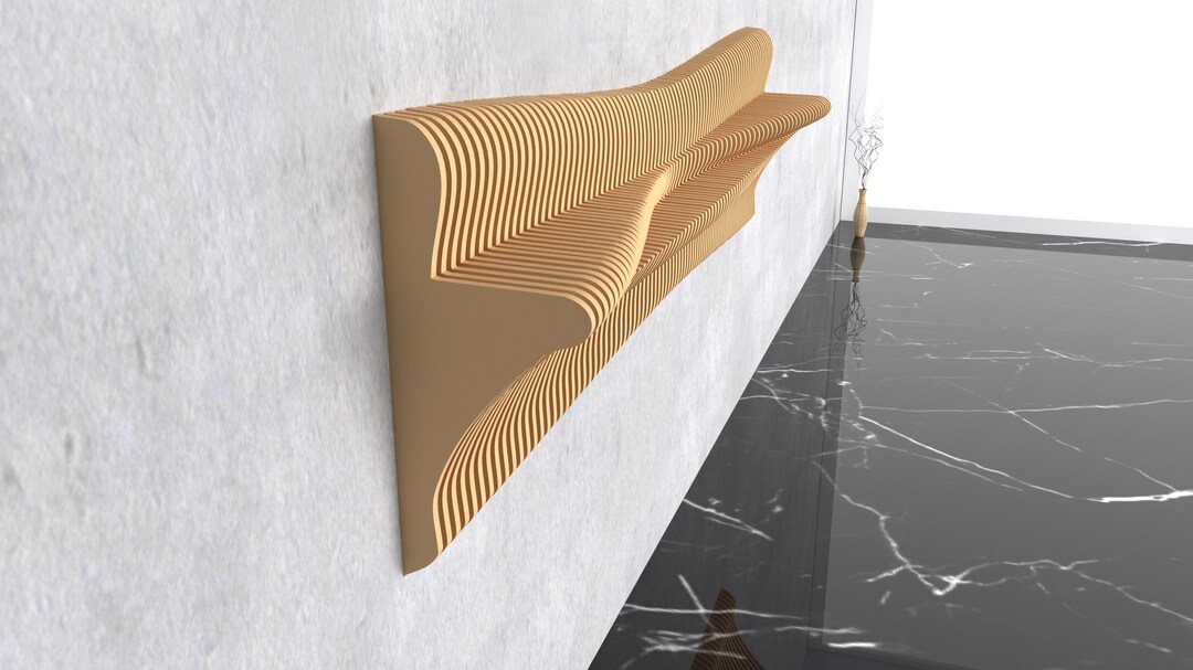 Parametric Wavy Wooden Laser Cut Decor 3D Wall Art & Shelf Decor Modern ...