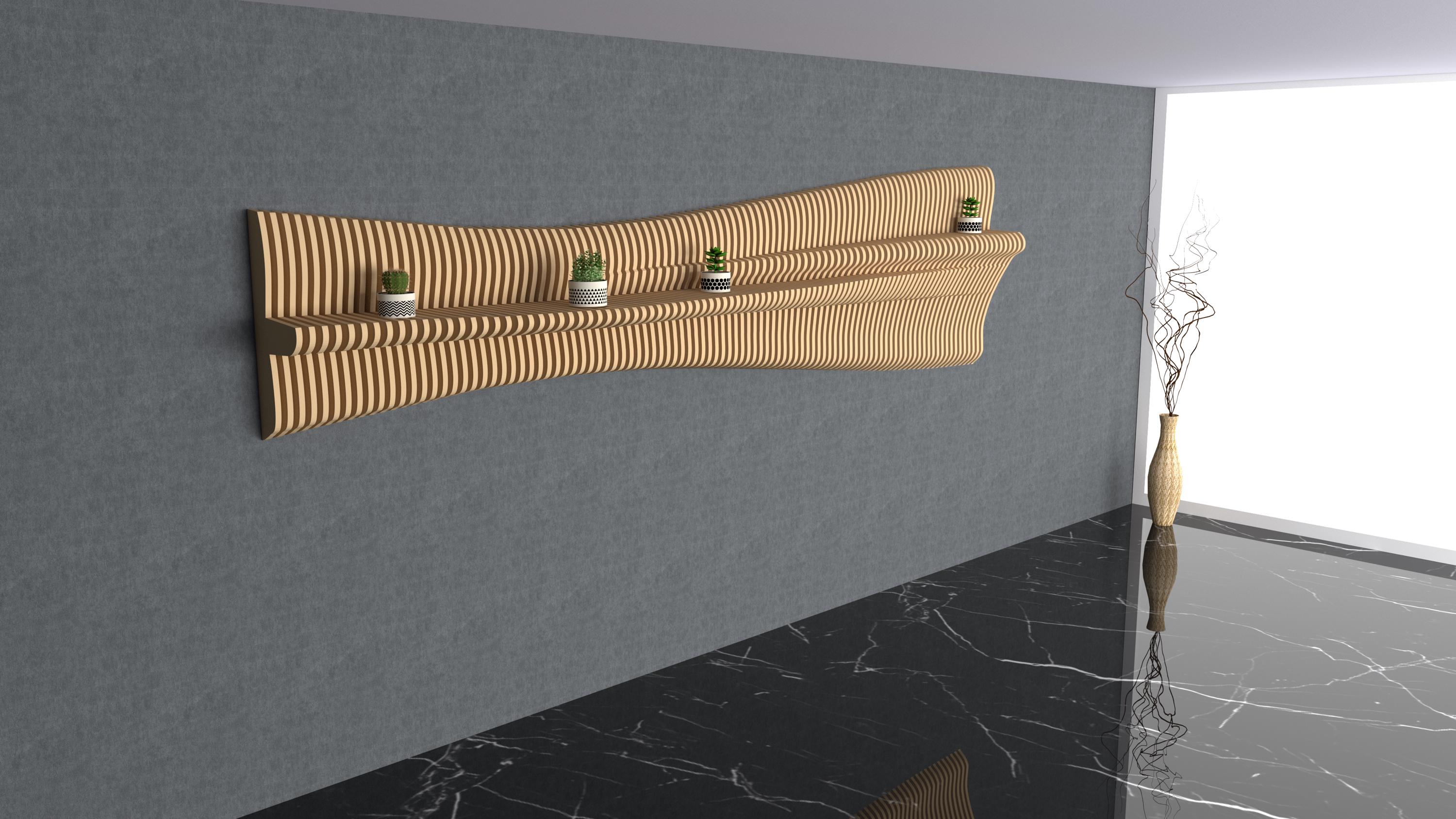 Parametric Wavy Wooden Laser Cut Decor Parametric Shelf Decor 3D Wall ...