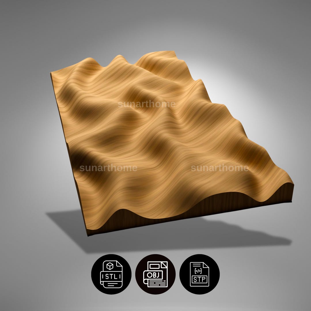 Wave Panel 3D Model STL , CNC Router Carving and 3D Print File, Wall ...