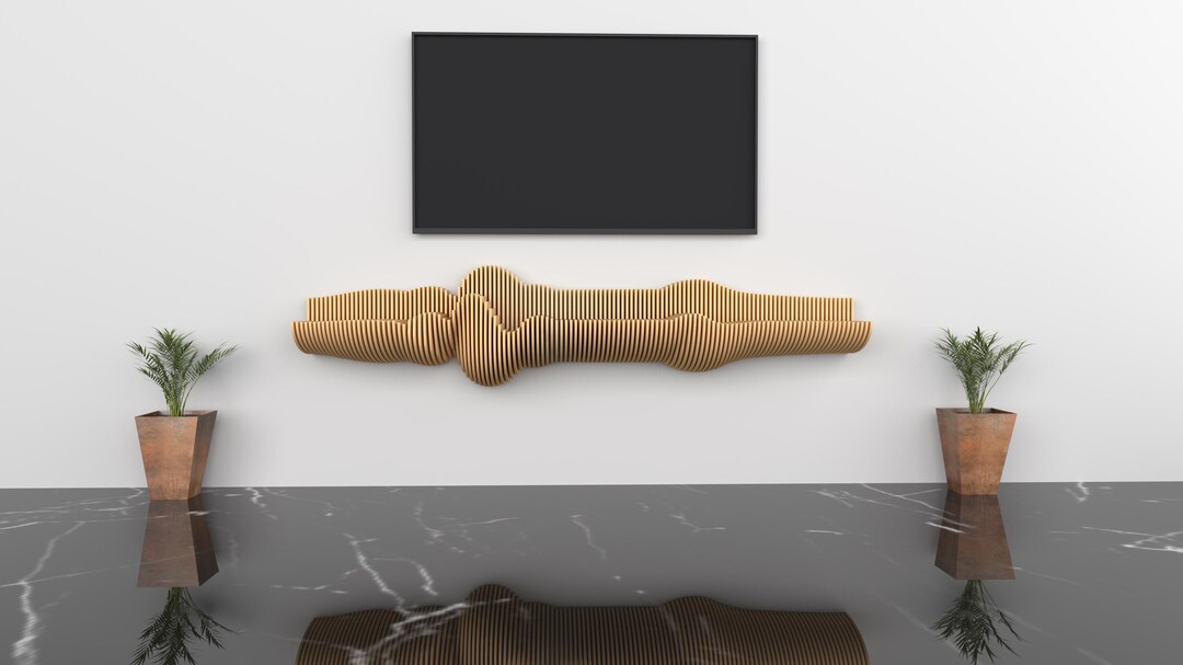 Parametric Wavy Wooden Laser Cut Decor - Parametric Shelf Decor- 3D ...
