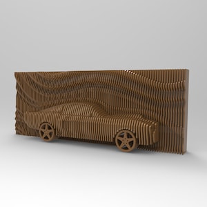 Parametric Car Model Wall Art Wavy Wooden Laser Cut Home Decor Unique ...
