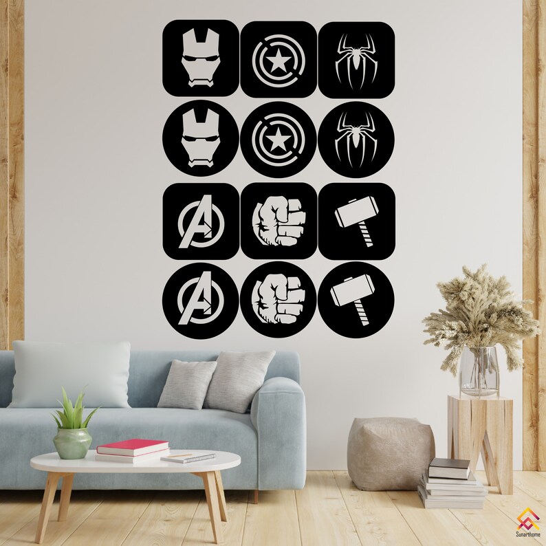 Marvel Heroes Symbols PNG Avengers Team Marvel Icons Set DXF Hulk ...