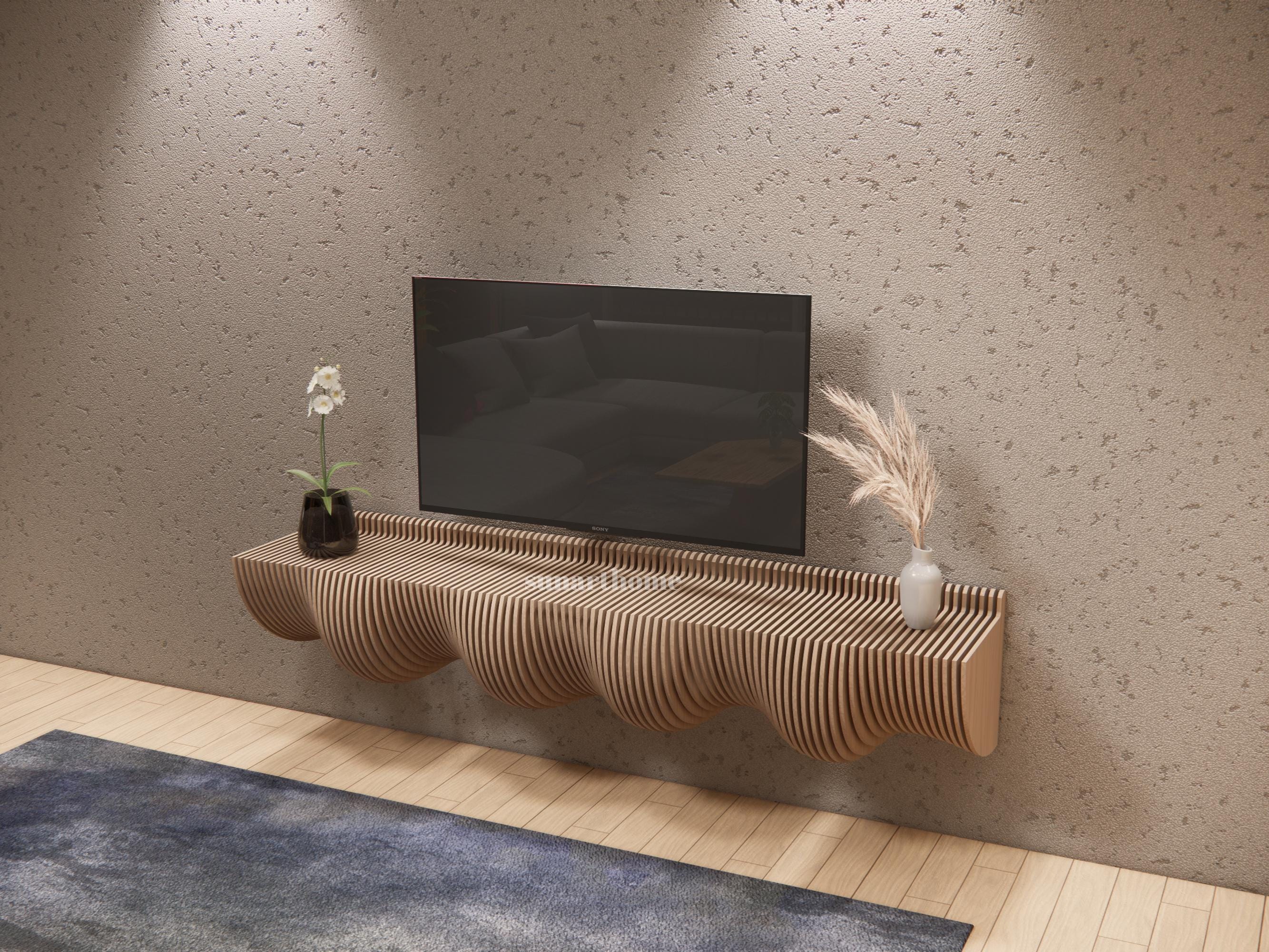 Parametric Wavy Wooden Shelf, Modern Parametric TV Unit, CNC ...