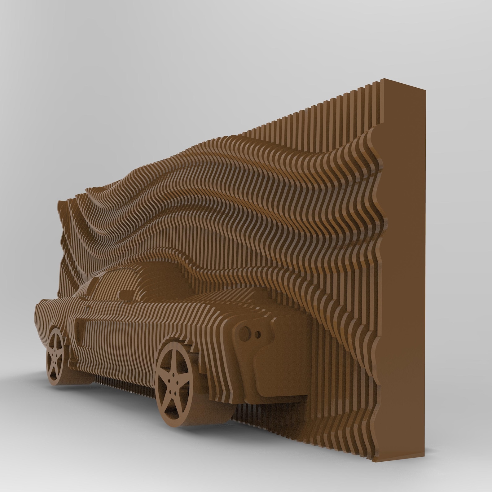 Parametric Car Model Wall Art - Wavy Wooden Laser Cut Home Decor ...