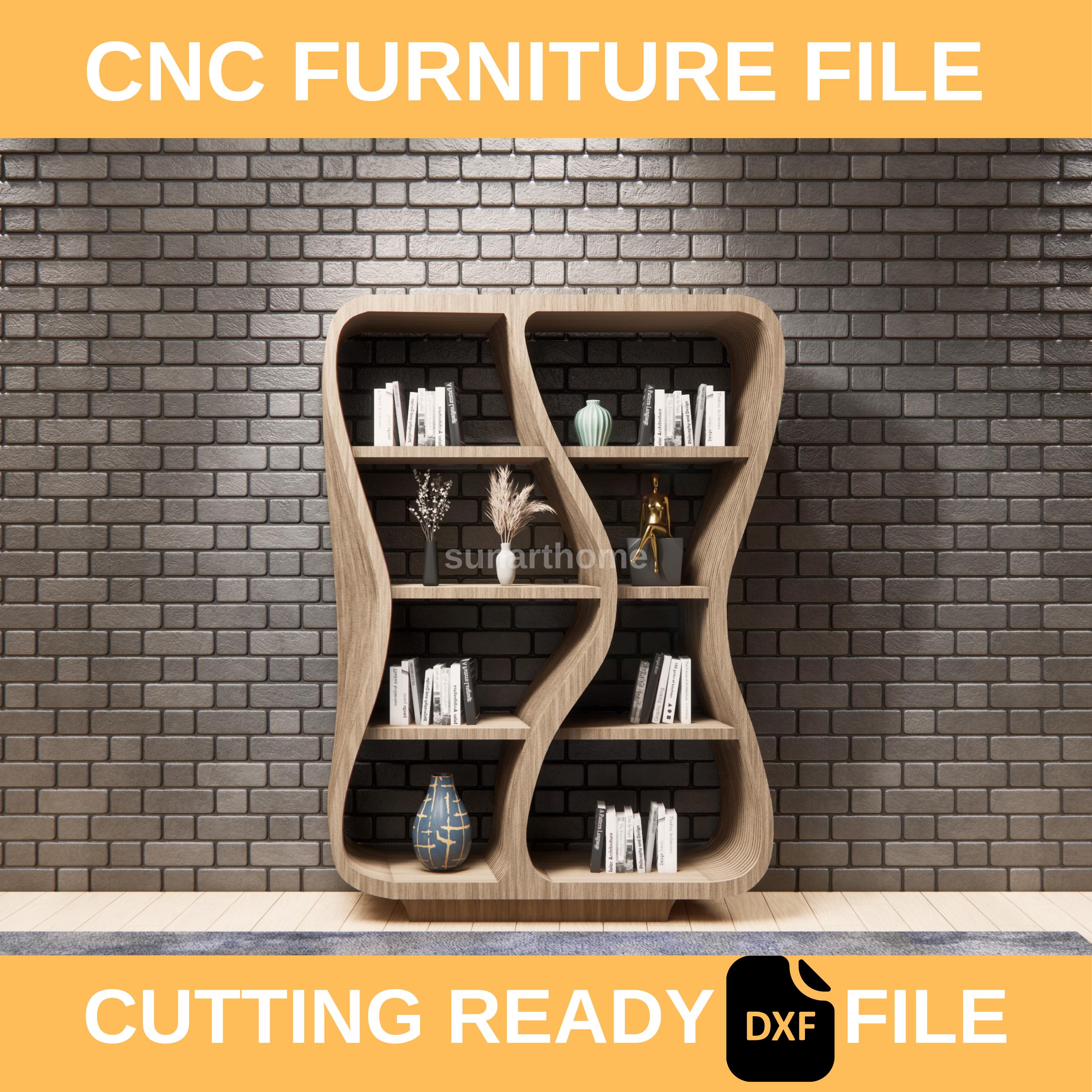Parametric Wooden Bookshelf DXF File –parametric CNC Shelf Design ...