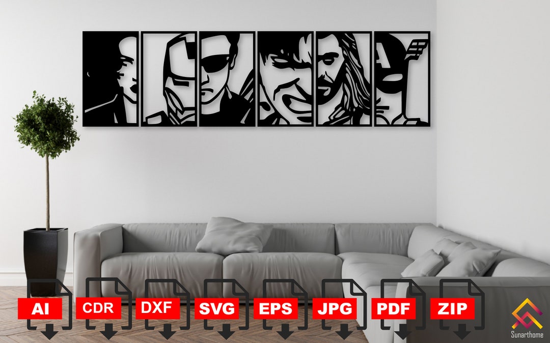 Avengers Superhero Svg Marvel Characters DXF Avengers PNG Laser Cutting ...