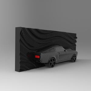 Parametric Car Model Wall Art - Wavy Wooden Laser Cut Home Decor ...