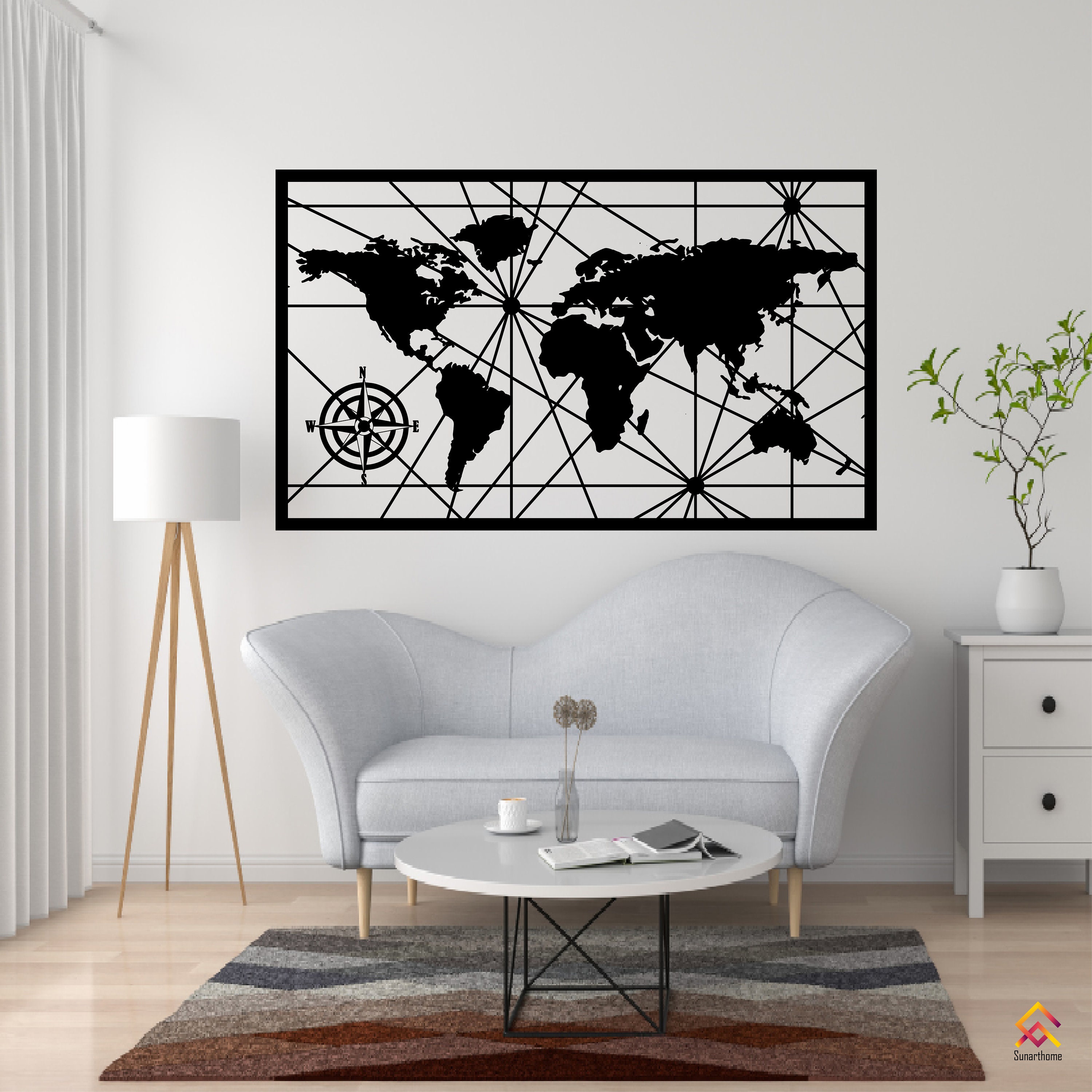 World Map SVG World Map With Compass Svg Globe Cut File World DXF for ...