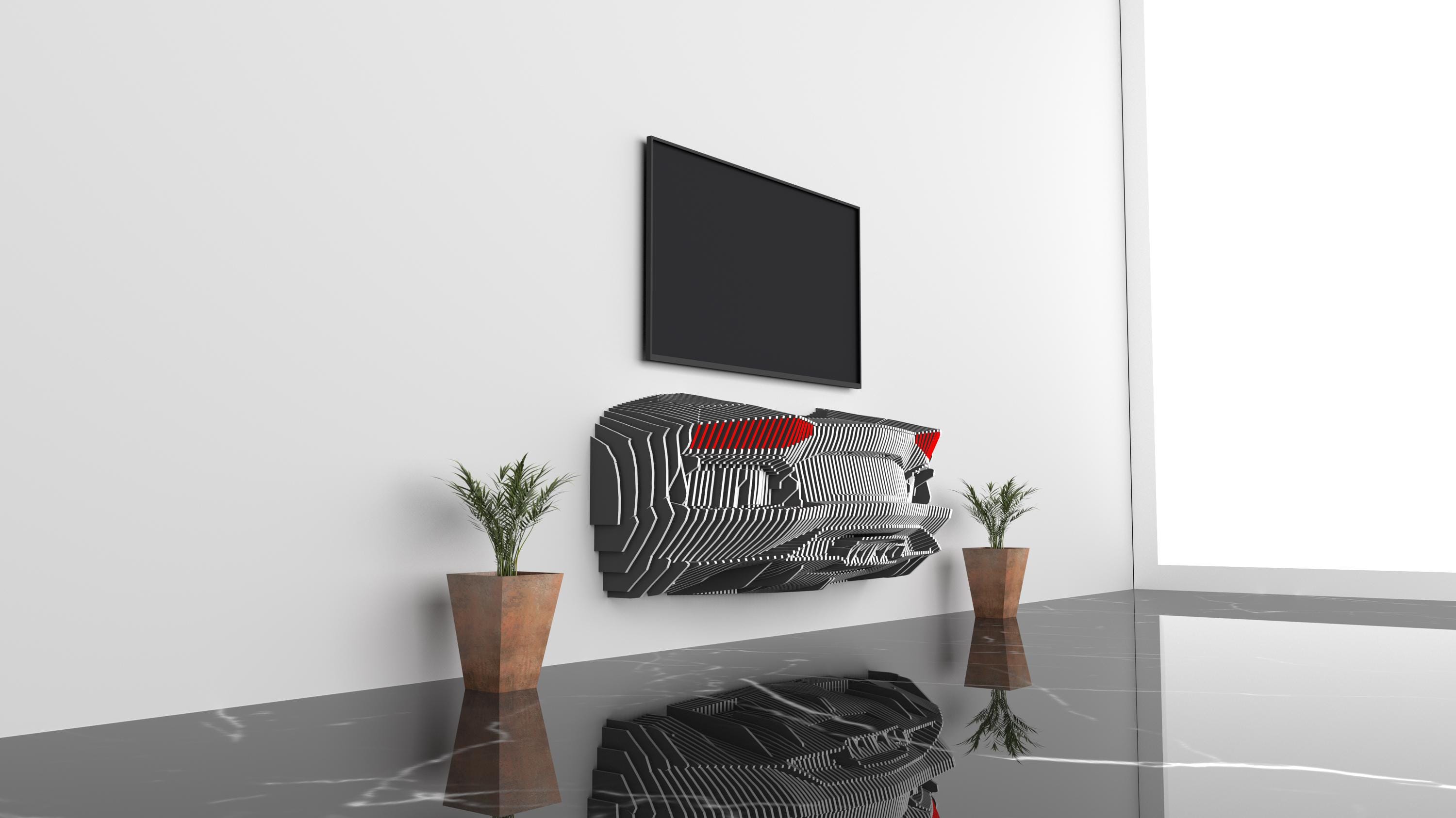 Parametric TV Unit -parametric Wavy Tv Console - Wooden Laser Cut ...