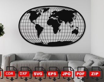 World Map Outline All 195 Countries SVG Vector Files for Cricut Laser ...