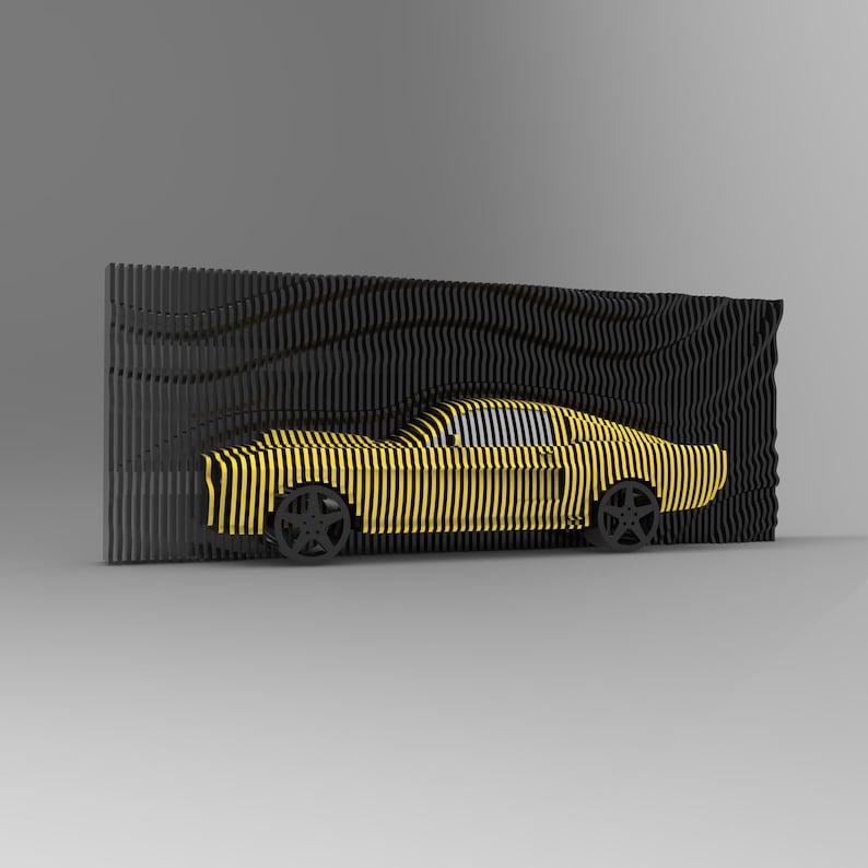 Parametric Car Model Wall Art - Wavy Wooden Laser Cut Home Decor ...