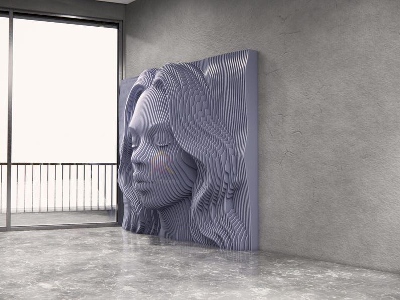 Parametric Woman Face Wall Panel, 3D Face DXF File for CNC Router and ...