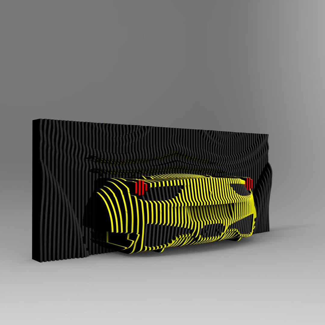 Parametric Car Wall Art - Wavy Wooden Laser Cut Decor- Modern Wall ...