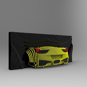 Parametric Car Wall Art - Wavy Wooden Laser Cut Decor- Modern Wall ...