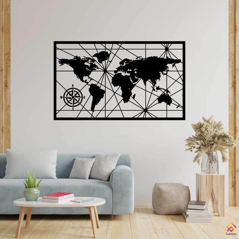 World Map SVG World Map With Compass Svg Globe Cut File World DXF for ...