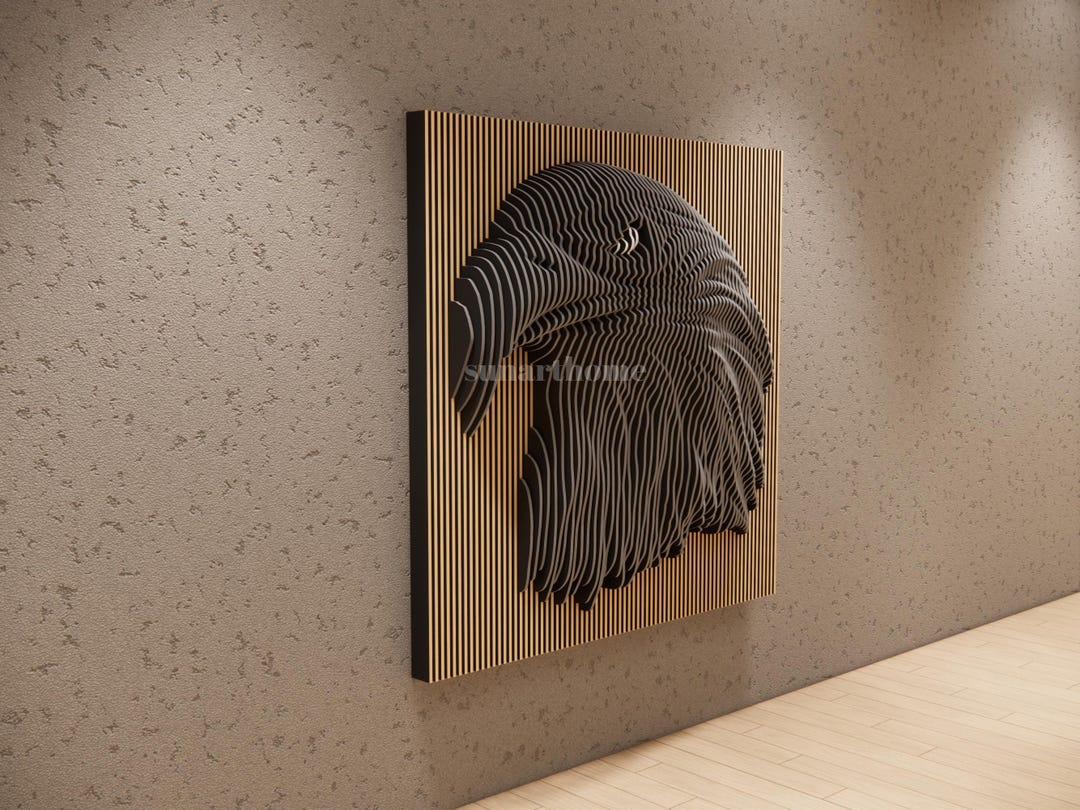 3D Wooden Eagle Wall Decor, Parametric Eagle DXF File , 3D Eagle DXF ...