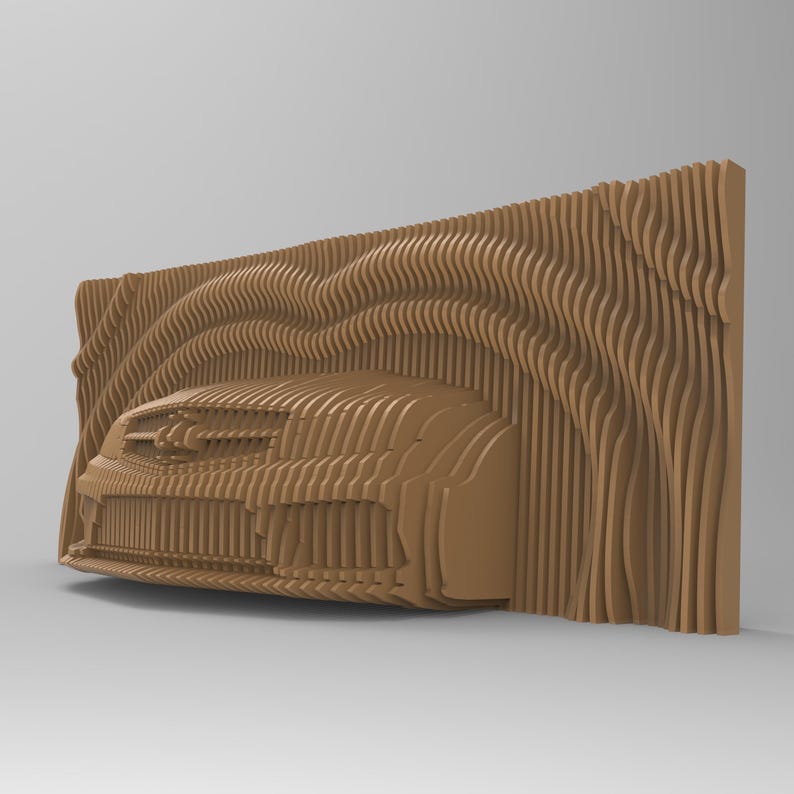 Parametric Wall Art - Wavy Wooden Laser Cut Decor - 3D Wall Decor ...