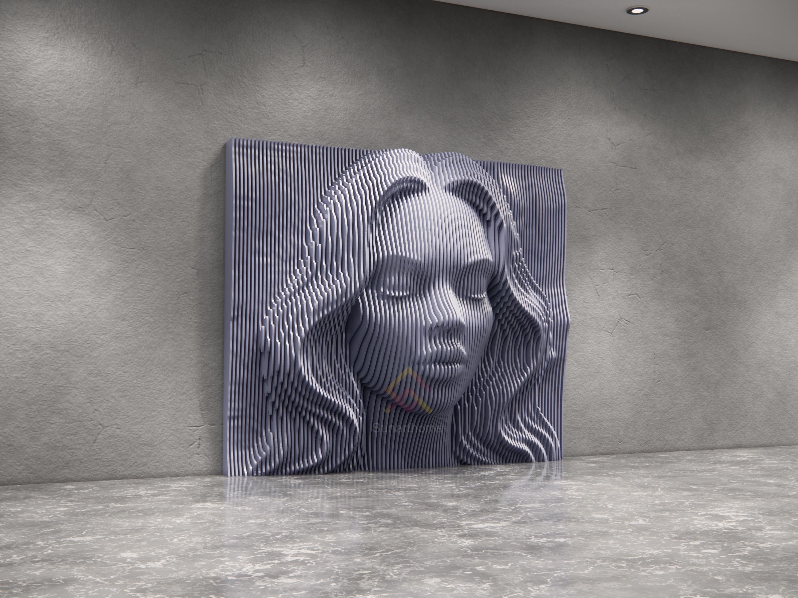 Parametric Woman Face Wall Panel, 3D Face DXF File for CNC Router and ...
