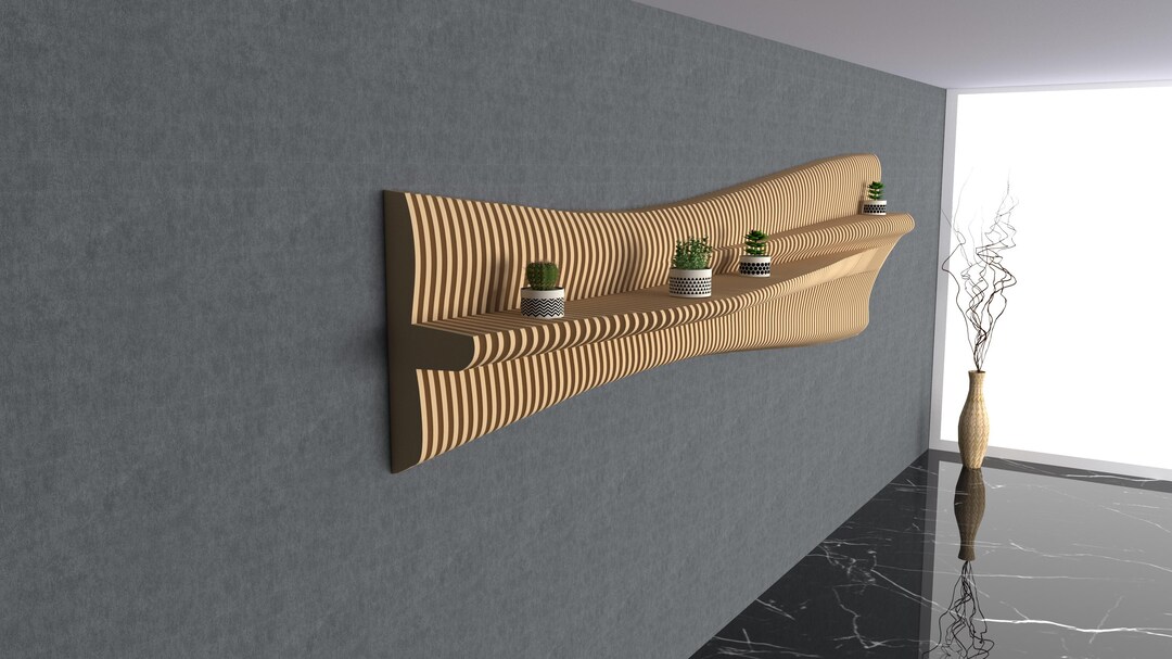 Parametric Wavy Wooden Laser Cut Decor Parametric Shelf Decor 3D Wall ...
