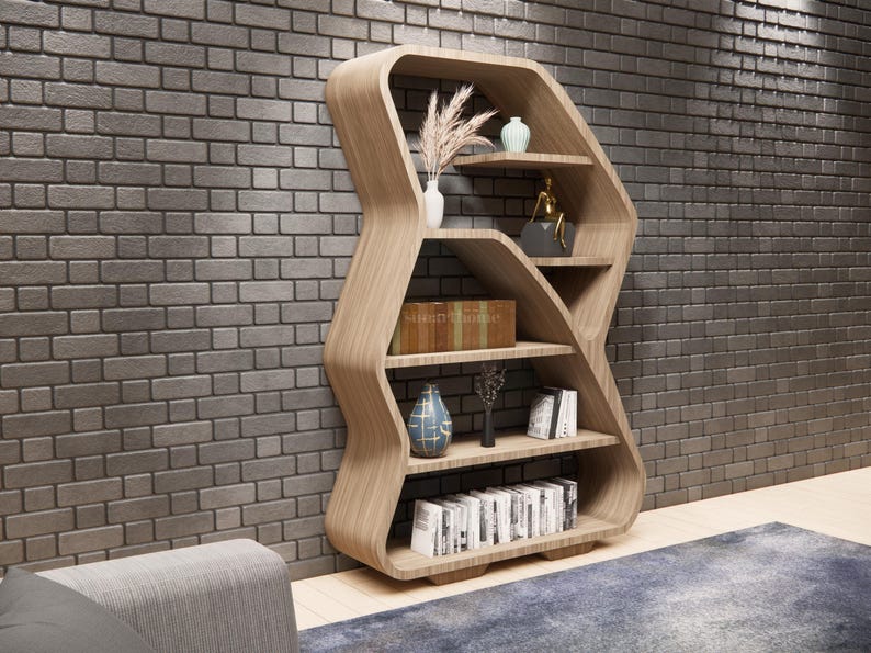 Parametric Shelf, Parametric Wooden Bookshelf, Modern Bookshelf Decor ...
