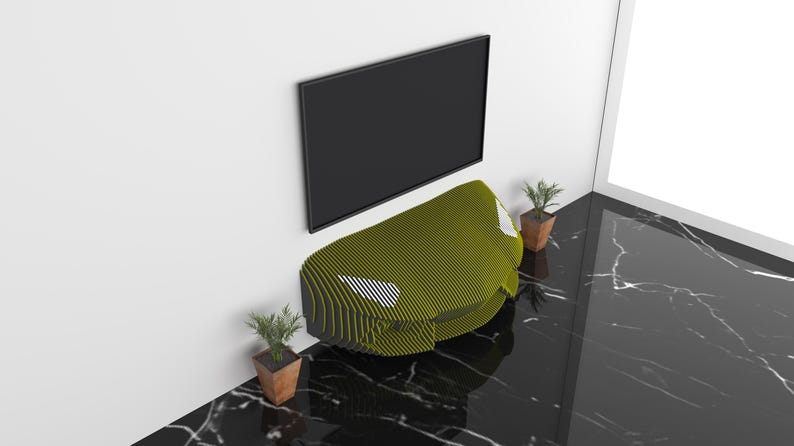Parametric TV Unit - Wavy Wooden Laser Cut Console for Modern Home ...
