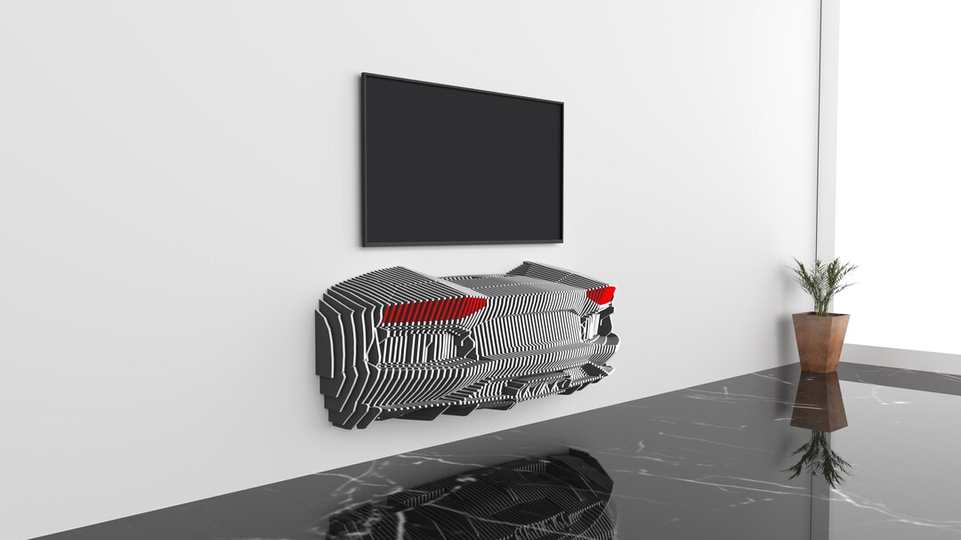 Parametric TV Unit -parametric Wavy Tv Console - Wooden Laser Cut ...