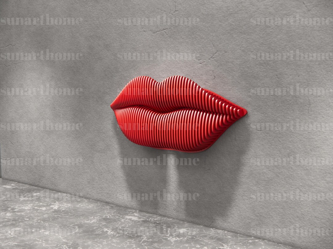Parametric Lips Wall Art , 3D Lips Wall Decor DXF , Parametric CNC ...