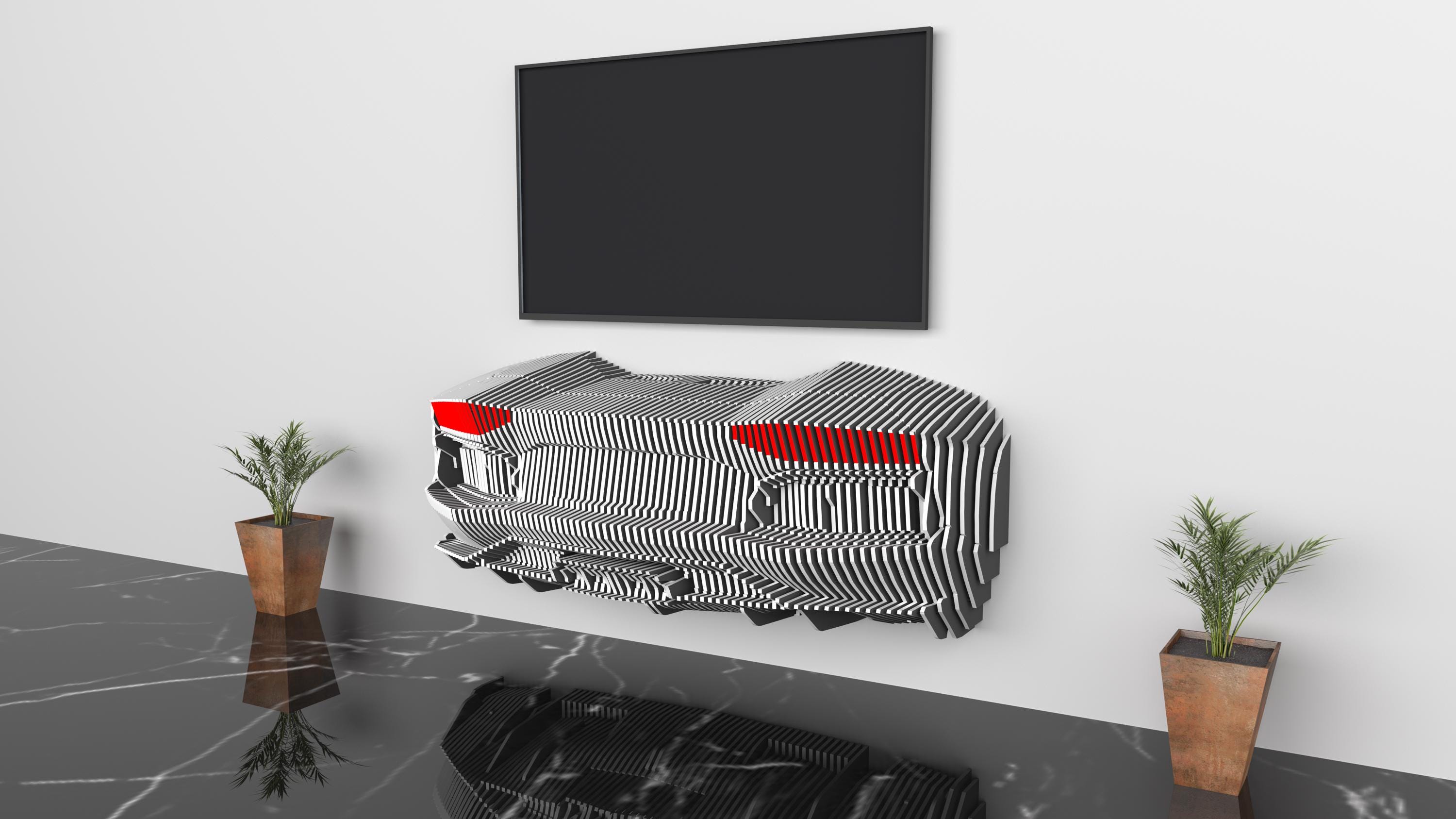 Parametric TV Unit -parametric Wavy Tv Console - Wooden Laser Cut ...