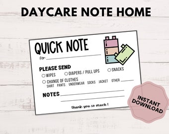 Printable Daycare Note | Teacher Going Home Note | Daycare Mail | Note ...