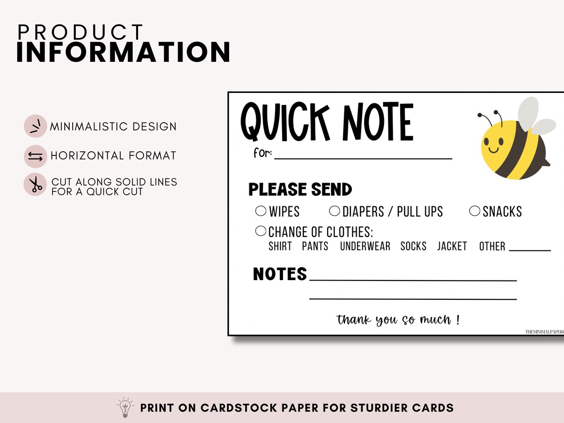 Printable Daycare Note | Teacher Going Home Note | Daycare Mail | Note ...