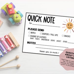 Printable Daycare Note | Teacher Going Home Note | Daycare Mail | Note ...