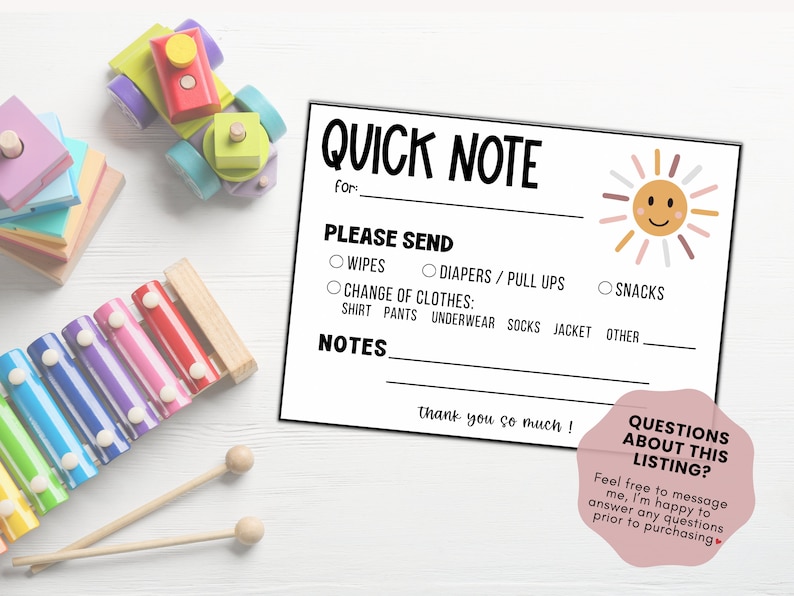 Printable Daycare Note | Teacher Going Home Note | Daycare Mail | Note ...