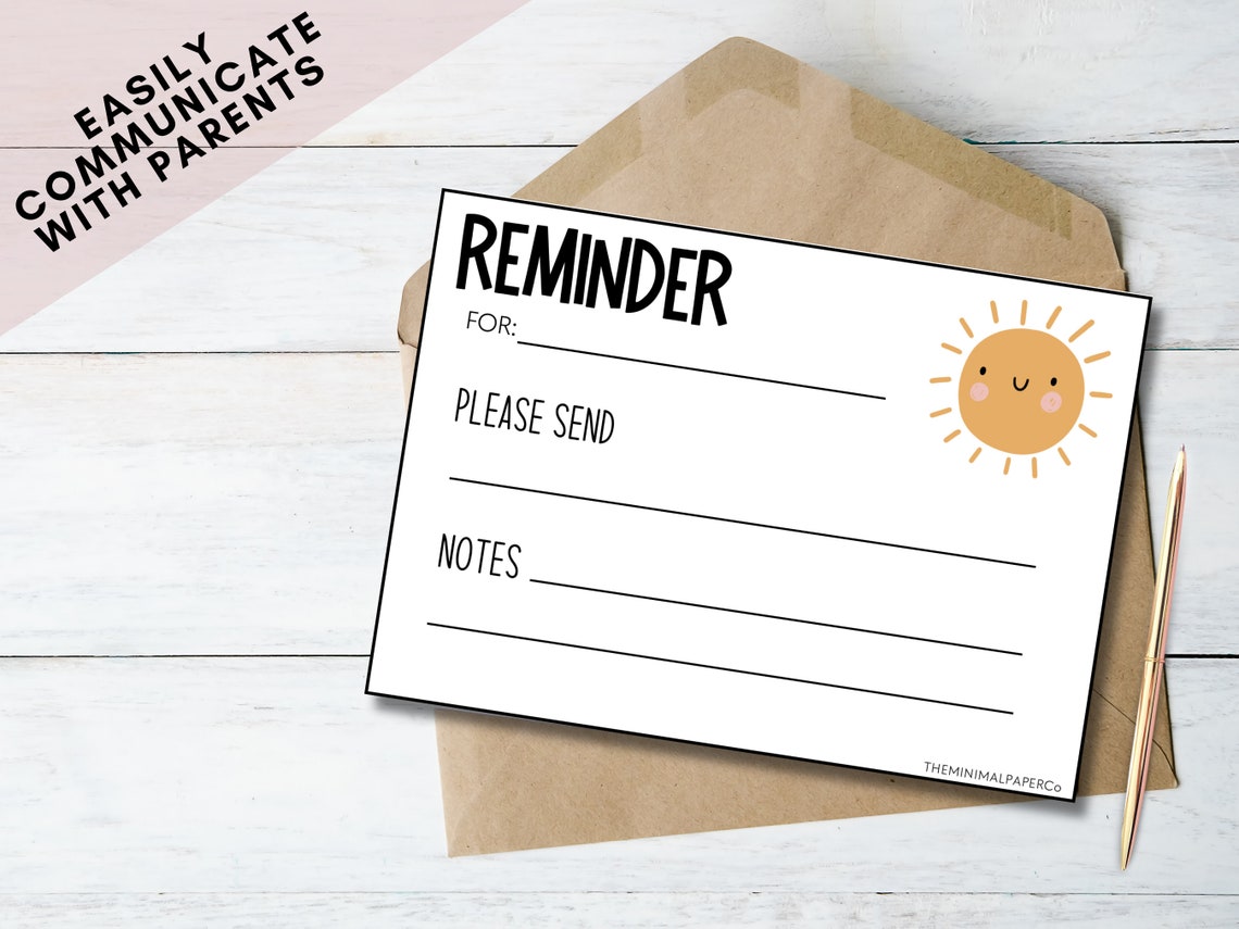 Fillable Daycare Note, Teacher Mail, Note Home, Printable Note Card ...