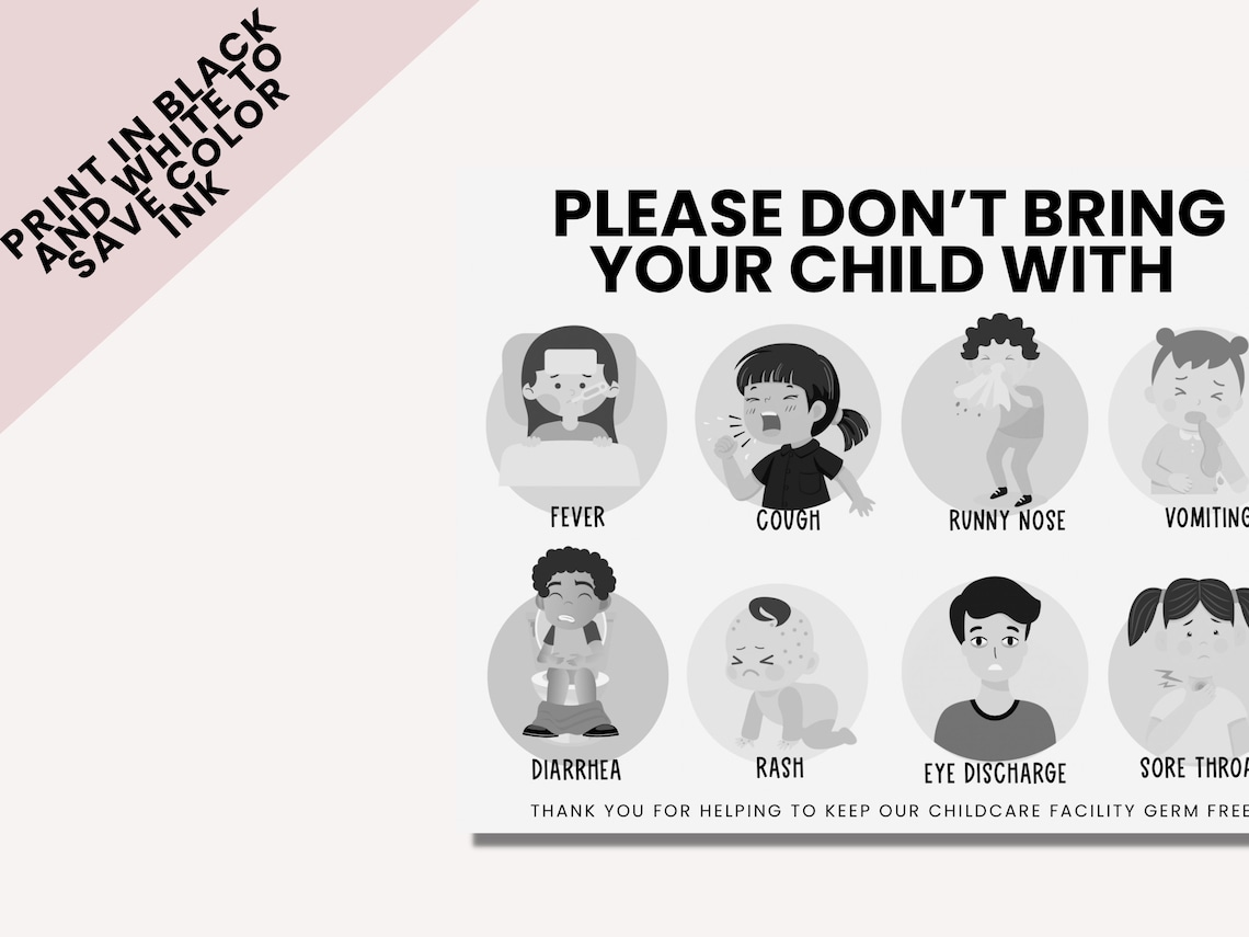 Childcare Sick Posters | Printable Childcare Signs for Parent Board - Etsy