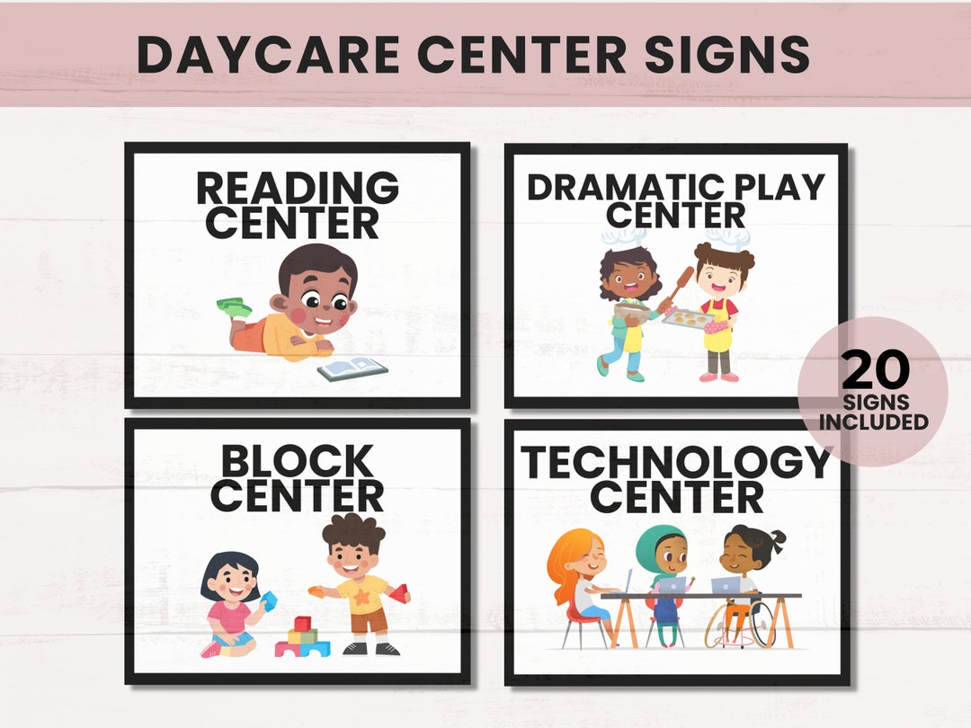 Simple Minimalistic Daycare and Childcare Center Signs | Classroom ...