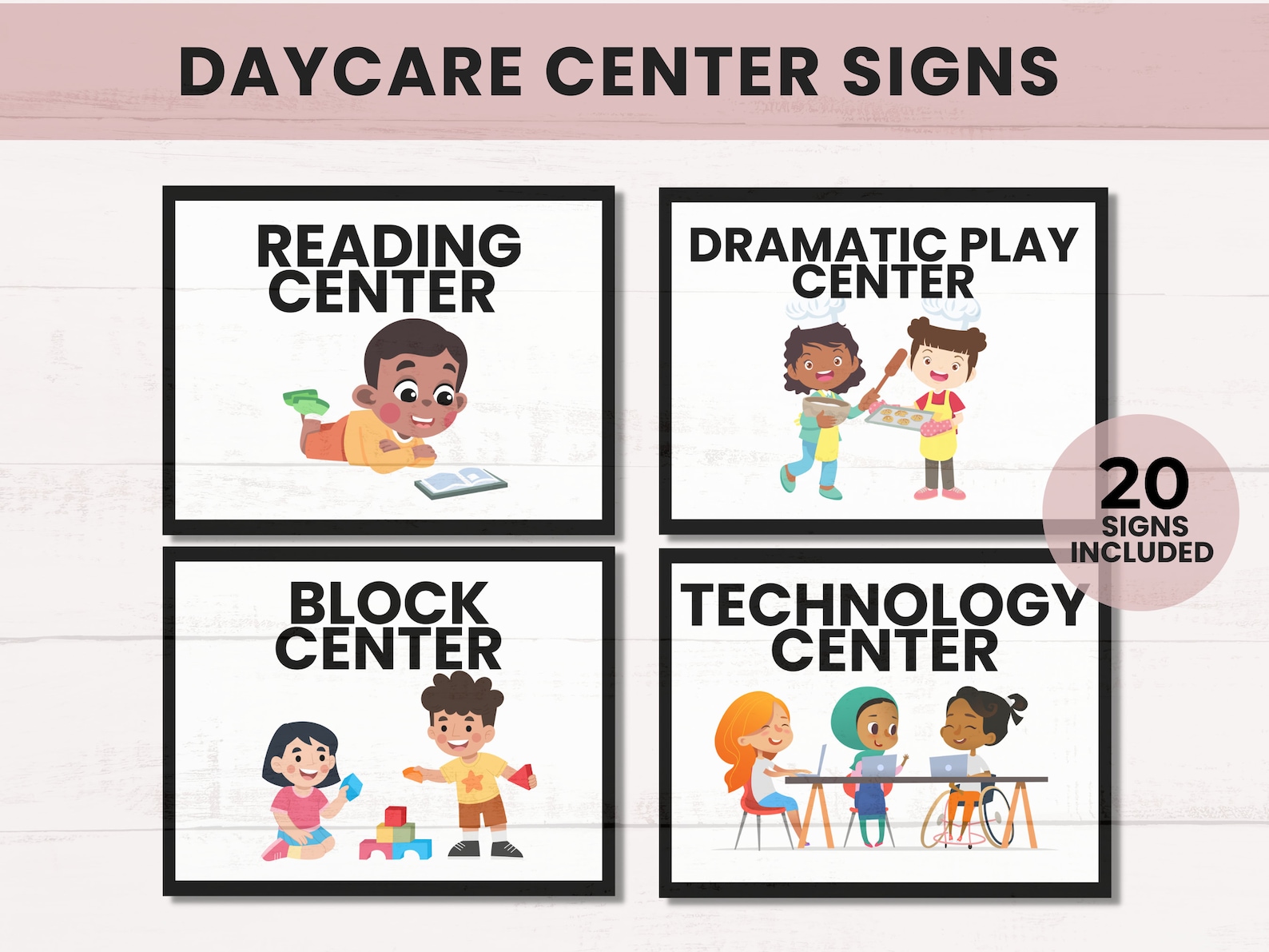 Simple Minimalistic Daycare and Childcare Center Signs | Classroom ...