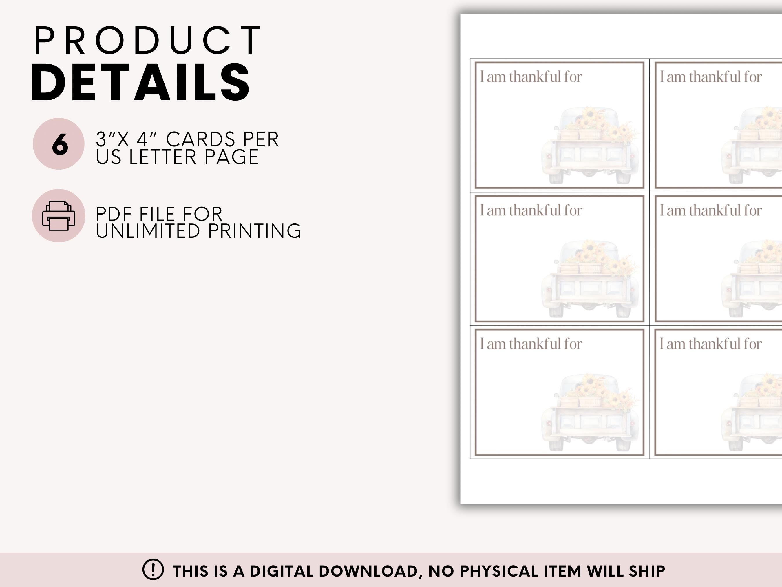 Printable Thankful Cards, Friendsgiving Thankful Cards, Gratitude ...