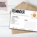 Printable Reminder Note, Fillable Childcare Card,daycare Mail, Cute ...