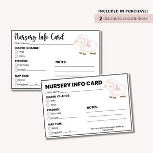 Church Nursery Information Card, Children’s Church Ministry, Nursery ...