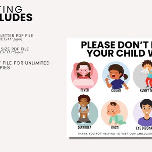 Childcare Sick Posters | Printable Childcare Signs for Parent Board - Etsy