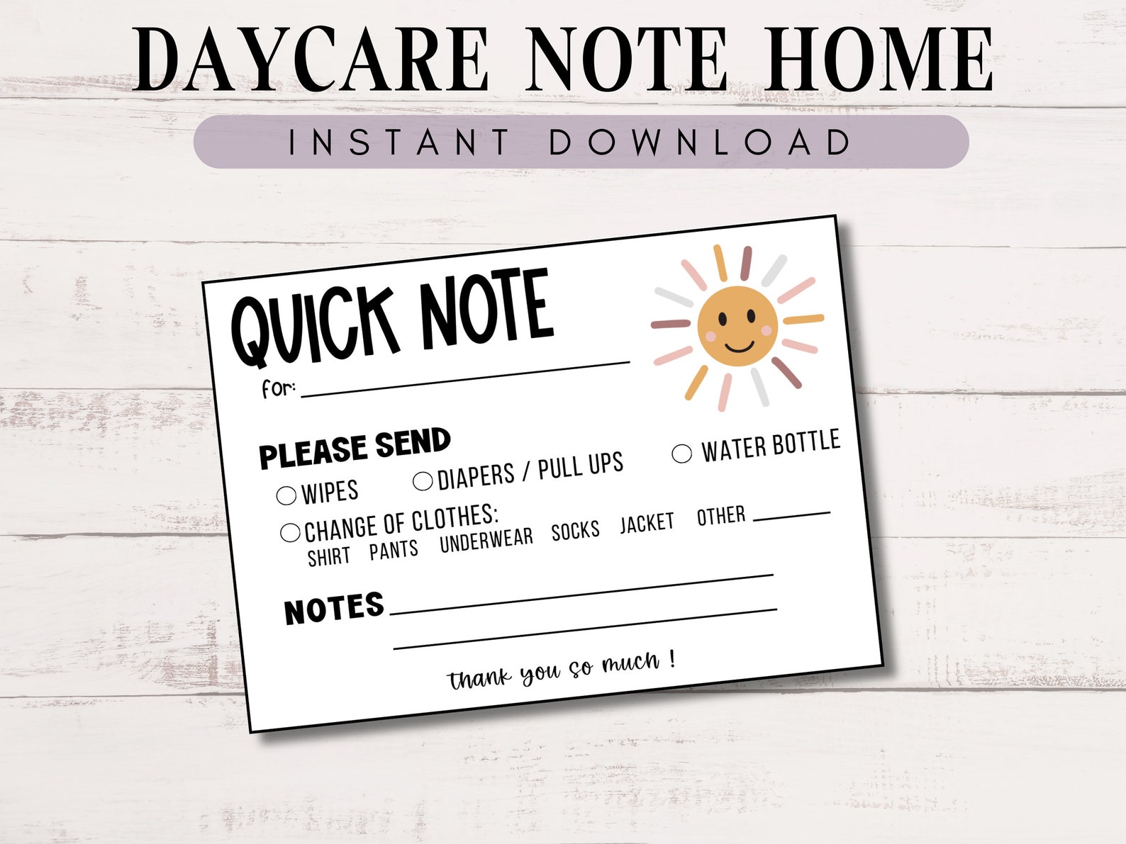 Printable Daycare Notes, Going Home Teacher Reminder Cards, Childcare ...